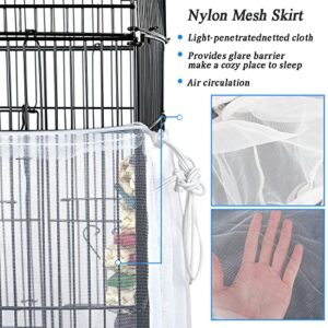 SYOOY 3 Pieces Birdcage Seed Catcher Bird Cage Cover Nylon Mesh Net Skirt Guard for Parrot Parakeet Macaw African Round Square Cage Adjustable Durable Breathable Washable Material