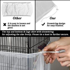 SYOOY 3 Pieces Birdcage Seed Catcher Bird Cage Cover Nylon Mesh Net Skirt Guard for Parrot Parakeet Macaw African Round Square Cage Adjustable Durable Breathable Washable Material