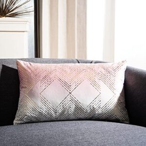 safavieh home collection sarla art deco 12 x 20-inch blush/gold decorative accent pillow pls7144b-1220, 12"x22"