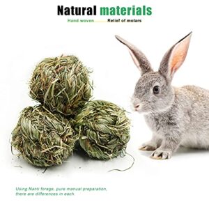 6PCS Bunny Chew Ball Toys,Rabbit Timothy Grass Grinding Gnawing Treats Rolling Ball & 2 Pcs Grass Woven Pet Mats for Bunny Rabbits Chinchilla Hamster Guinea Pigs Gerbils Activity Play Toys (H01)