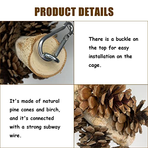 kathson Bird Chewing Toys Natural Pine Cones Hanging Foraging Toys Parrot Tearing Toys for Parakeet Cockatiel Conure African Grey Parrot Lovebirds Budgies Cockatoos