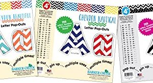 Barker Creek Letter Pop-Out Set of 3, 4" Chevron, Mixed-Design, 255 Upper and Lowercase Letters, Numbers, and Punctuation Marks in Each of 3 Designs, 765 Characters Total (4303)