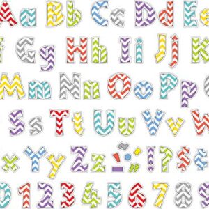 Barker Creek Letter Pop-Out Set of 3, 4" Chevron, Mixed-Design, 255 Upper and Lowercase Letters, Numbers, and Punctuation Marks in Each of 3 Designs, 765 Characters Total (4303)