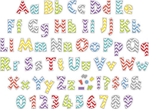 Barker Creek Letter Pop-Out Set of 3, 4" Chevron, Mixed-Design, 255 Upper and Lowercase Letters, Numbers, and Punctuation Marks in Each of 3 Designs, 765 Characters Total (4303)