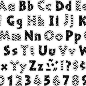 Barker Creek Letter Pop-Out Set of 3, 4" Chevron, Mixed-Design, 255 Upper and Lowercase Letters, Numbers, and Punctuation Marks in Each of 3 Designs, 765 Characters Total (4303)