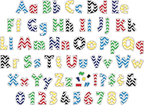 Barker Creek Letter Pop-Out Set of 3, 4" Chevron, Mixed-Design, 255 Upper and Lowercase Letters, Numbers, and Punctuation Marks in Each of 3 Designs, 765 Characters Total (4303)