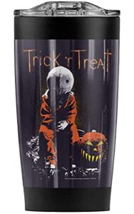 logovision trick 'r treat sitting sam stainless steel tumbler 20 oz coffee travel mug/cup, vacuum insulated & double wall with leakproof sliding lid | great for hot drinks and cold beverages