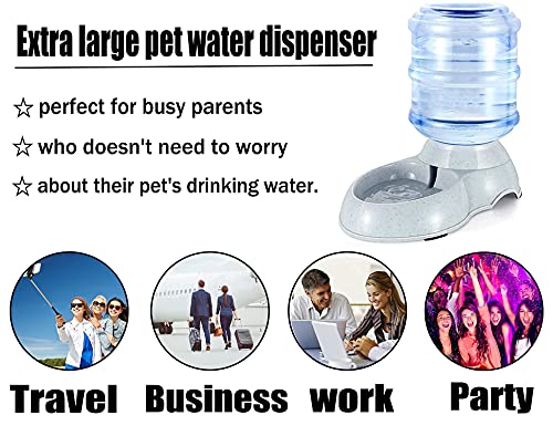 Pet Water Dispenser Station, 3 Gallon/11L Replenish Pet Waterer for Big Dog Cat Animal, Automatic Gravity Water Drinking Fountain Bottle Bowl Dish Stand (3 gallons)