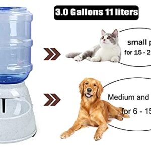 Pet Water Dispenser Station, 3 Gallon/11L Replenish Pet Waterer for Big Dog Cat Animal, Automatic Gravity Water Drinking Fountain Bottle Bowl Dish Stand (3 gallons)