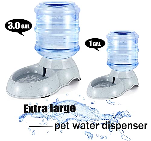 Pet Water Dispenser Station, 3 Gallon/11L Replenish Pet Waterer for Big Dog Cat Animal, Automatic Gravity Water Drinking Fountain Bottle Bowl Dish Stand (3 gallons)