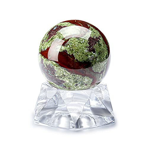 Jovivi 40mm Natural Dragon Blood Jasper Healing Crystal Gemstone Ball Divination Sphere Sculpture Figurine with Acrylic Stand