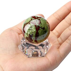 Jovivi 40mm Natural Dragon Blood Jasper Healing Crystal Gemstone Ball Divination Sphere Sculpture Figurine with Acrylic Stand