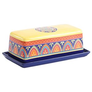 bico tunisian ceramic butter dish with lid, butter keeper for counter, kitchen, dishwasher safe