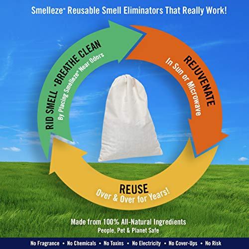 SMELLEZE Reusable Gym Bag Odor Remover Deodorizer Pouch: Gets Stink Out From Any Bag Without Scents