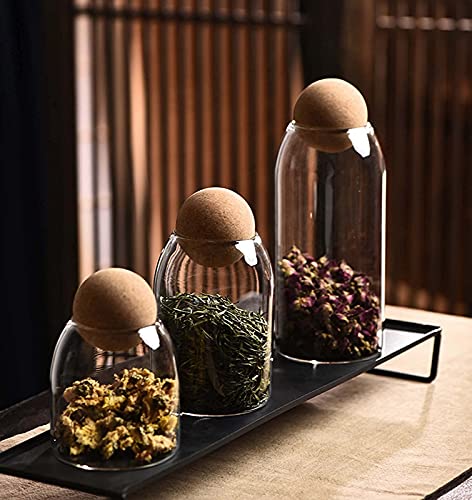 ZCSMTZ 3 Piece Set Glass Storage Jar, Sealed Storage Tank With Spherical Oak Plug,High Borosilicate Glass,Used In Kitchen Storage Room,Used For Flour,Sugar,Coffee,Biscuits,Candy,Glass Storage Jars