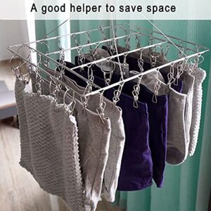 Onlup Rotating Sock Drying Rack, 40 Clips Underwear Bra Drying Rack, 4mm Thick Stainless Steel Laundry Hanger