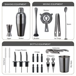 Eligara 23-Piece Bartender Kit Cocktail Shaker Set: Stainless Steel Bar Tools with Sleek Bamboo Stand & Cocktail Recipes Booklet | Ultimate Drink Mixing Adventure