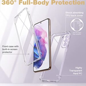 SURITCH Clear Case for Samsung Galaxy S21 5G,[Built in Screen Protector][Camera Lens Protection] Full Body Protective Hard Shell+Soft TPU Bumper Shockproof Rugged Cover for Galaxy S21 6.2" (Clear)