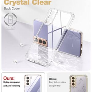 SURITCH Clear Case for Samsung Galaxy S21 5G,[Built in Screen Protector][Camera Lens Protection] Full Body Protective Hard Shell+Soft TPU Bumper Shockproof Rugged Cover for Galaxy S21 6.2" (Clear)