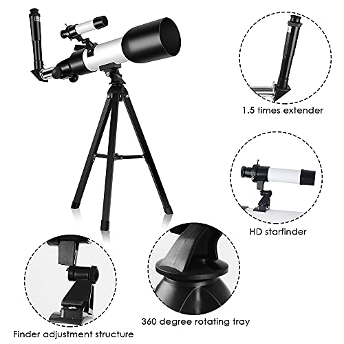 SZRWD Kids Astronomical Telescope, Professional 90X Astronomical Landscape Telescope with Tripod & 2 Magnification Eyepieces & 1.5X Barlow Len, Suitable for Children Beginners to Explore Science