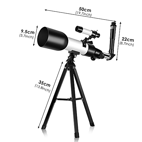 SZRWD Kids Astronomical Telescope, Professional 90X Astronomical Landscape Telescope with Tripod & 2 Magnification Eyepieces & 1.5X Barlow Len, Suitable for Children Beginners to Explore Science