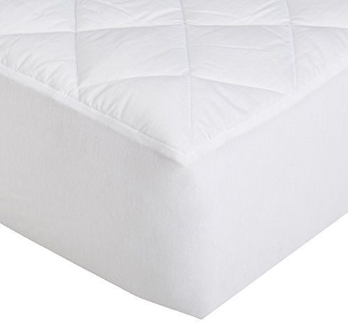 Amazon Basics Hypoallergenic Quilted Mattress Topper Pad Cover - 18 Inch Deep, King & Basics Down Alternative Bed Pillows for Stomach and Back Sleepers - 2-Pack, Soft Density, King