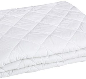 Amazon Basics Hypoallergenic Quilted Mattress Topper Pad Cover - 18 Inch Deep, King & Basics Down Alternative Bed Pillows for Stomach and Back Sleepers - 2-Pack, Soft Density, King