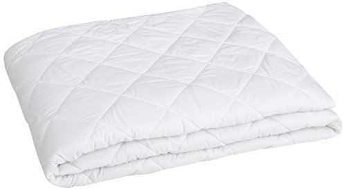 Amazon Basics Hypoallergenic Quilted Mattress Topper Pad Cover - 18 Inch Deep, King & Basics Down Alternative Bed Pillows for Stomach and Back Sleepers - 2-Pack, Soft Density, King