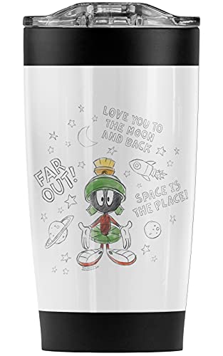 Logovision Looney Tunes Marvin The Martian Moon & Back Stainless Steel 20 oz Travel Tumbler, Vacuum Insulated & Double Wall with Leakproof Sliding Lid | Great for Coffee/Hot Drinks and Cold Beverages