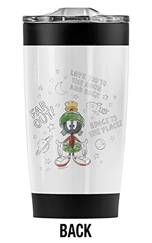 Logovision Looney Tunes Marvin The Martian Moon & Back Stainless Steel 20 oz Travel Tumbler, Vacuum Insulated & Double Wall with Leakproof Sliding Lid | Great for Coffee/Hot Drinks and Cold Beverages