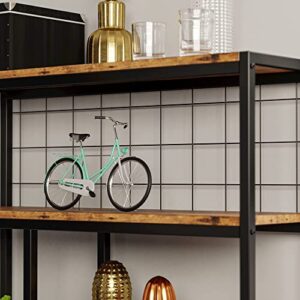 IRONCK Bookshelves and Bookcases 6-Shelf Etagere Bookcase, Industrial Open Display Shelves Geometric Bookcase with Sturdy Metal Frame,Vintage Brown