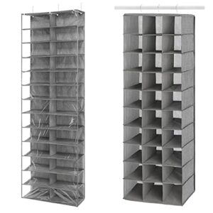 whitmor over the door shoe shelves - 26 sections - crosshatch gray & hanging shoe shelves closet organizer, crosshatch gray, 30 section