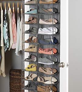 Whitmor Over The Door Shoe Shelves - 26 Sections - Crosshatch Gray & Hanging Shoe Shelves Closet Organizer, Crosshatch Gray, 30 Section