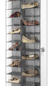 Whitmor Over The Door Shoe Shelves - 26 Sections - Crosshatch Gray & Hanging Shoe Shelves Closet Organizer, Crosshatch Gray, 30 Section