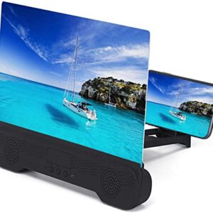 14'' Screen Magnifier with Bluetooth Speakers for Cell Phone,3D Magnifying Projector Screen Enlarger for Movies Videos Games Foldable Stand Holder with HD Screen Amplifier Supports All Smartphones