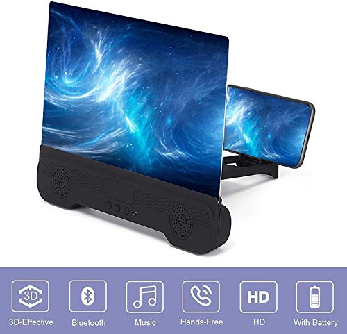 14'' Screen Magnifier with Bluetooth Speakers for Cell Phone,3D Magnifying Projector Screen Enlarger for Movies Videos Games Foldable Stand Holder with HD Screen Amplifier Supports All Smartphones