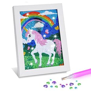 zaliafei diamond painting for kids with frames, mosaic gem sticker art projects kits, holiday crafts supplies gifts for girls boys ages 6 7 8 9 10 11 12