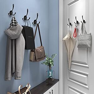 shelwe Wall Mounted Black Coat Hooks 5 Pack Heavy Duty Single Hook Decorative for Hanging Coats Backpack Towel Hat Robe Closet Bag Bathroom Kitchen Classroom