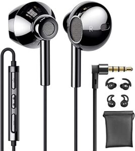 linklike wired earbuds with microphone extra bass earbuds in-ear headphones quad drivers hi-res earphones with volume control noise isolating ear tips for iphone samsung laptops