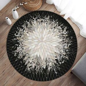 Round Area Rug, Washable Flannel Carpet Round Rugs for Corner Non-Slip Floor Mat Perfect for Bedroom Kitchens Dining Rooms