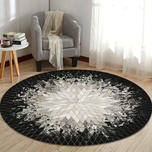 Round Area Rug, Washable Flannel Carpet Round Rugs for Corner Non-Slip Floor Mat Perfect for Bedroom Kitchens Dining Rooms