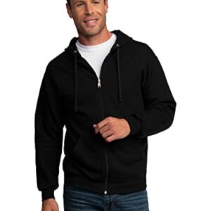 Fruit of the Loom Men's Eversoft Fleece Sweatshirts & Hoodies, Full Zip-Black Heather, X-Large