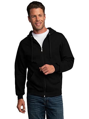 Fruit of the Loom Men's Eversoft Fleece Sweatshirts & Hoodies, Full Zip-Black Heather, X-Large