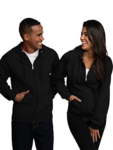 Fruit of the Loom Men's Eversoft Fleece Sweatshirts & Hoodies, Full Zip-Black Heather, X-Large