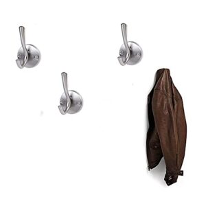 Kvosit Coat Hooks 4 Pack Brushed Nickel Towel Hooks Towel Racks For Bathroom Wall Mounted Robe Hooks Double Coat Hooks Bath Towel Hooks For Bathrooms Towel Hooks For Door Hanger For Hanging Heavy Duty