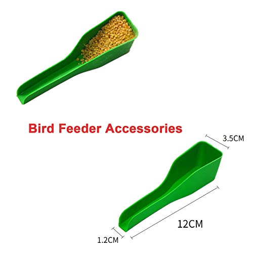 Lucky Interests 4pcs Bird Feeder, Pet Bird Food Double Plastic Seed Water Feeder Dispenser Standing Frame Plastic Food Feeder Cup for Parrots Cockatiel Pigeon Sparrow Bird Cage Bowl with 4 Bird Spoons