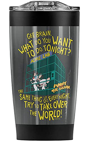 Logovision Pinky and the Brain The World Stainless Steel Tumbler 20 oz Coffee Travel Mug/Cup, Vacuum Insulated & Double Wall with Leakproof Sliding Lid | Great for Hot Drinks and Cold Beverages