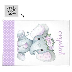 Cute Purple Elephant Area Rug Custom Personalized Carpet for Living Room Yoga Bedroom Playing Room Camping 4'x5.2'