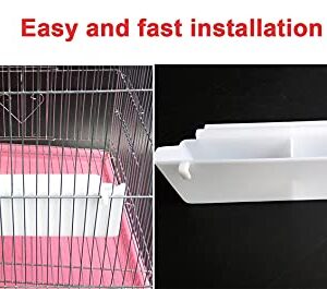 Lucky Interests 2pcs Bird Feeder, Pet Bird Food Double Plastic Seed Water Feeder Dispenser Standing Frame Plastic Food Feeder Cup for Parrots Cockatiel Pigeon Sparrow Bird Cage Bowl with 2 Bird Spoons