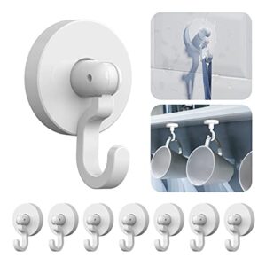 adhesive hooks, 8 packs ceiling wall hanging s hooks, 360° rotating, 180° flip utility hangers for heavy duty, for key hat plant towel waterproof holder in bedroom bathroom toilet kitchen